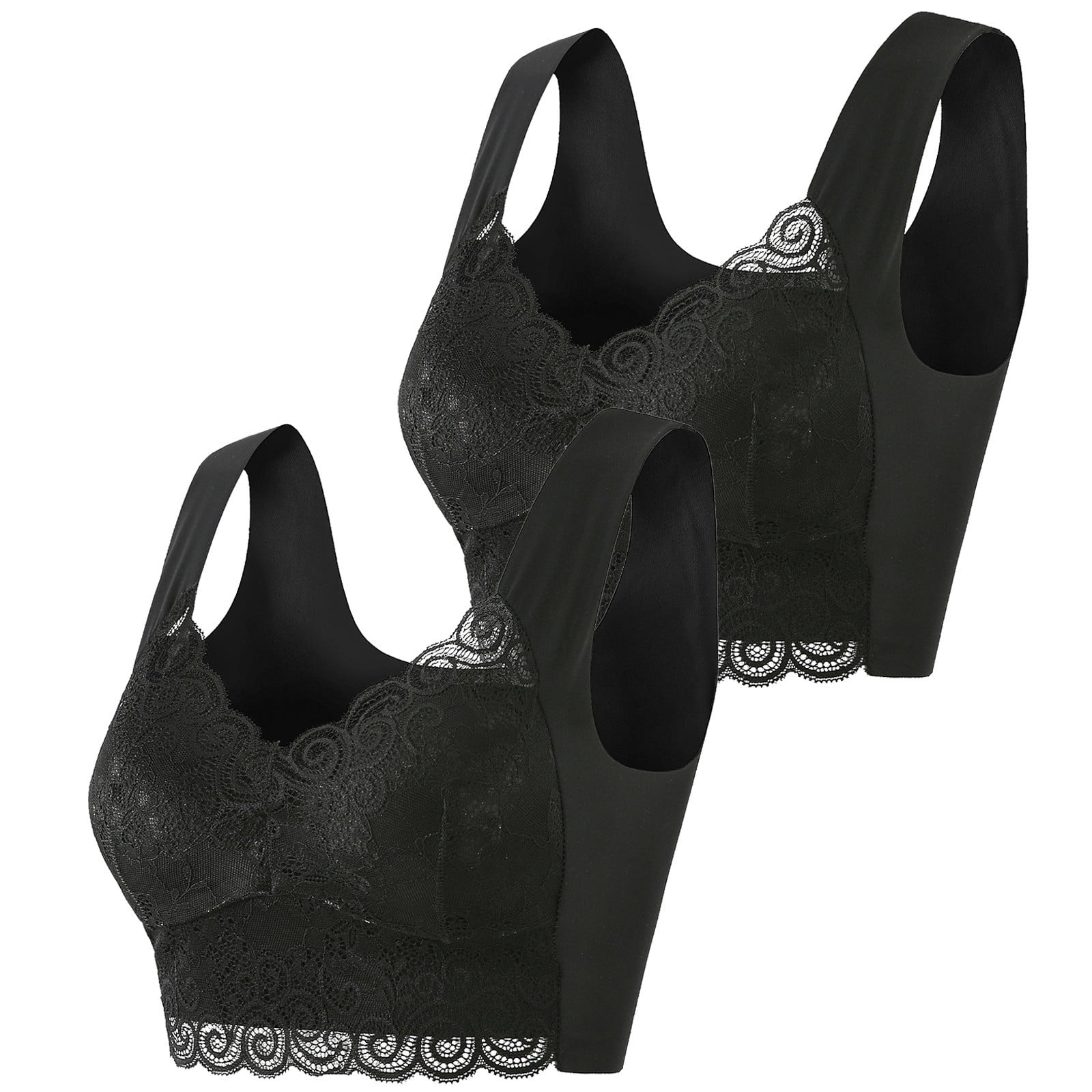 Entyinea Womens Double Support Bra Full Figure Wirefree Jacquard Back