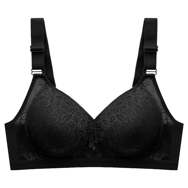 Entyinea Womens Double Support Bra Soft Touch Breathe Bralette Black 黑色4295