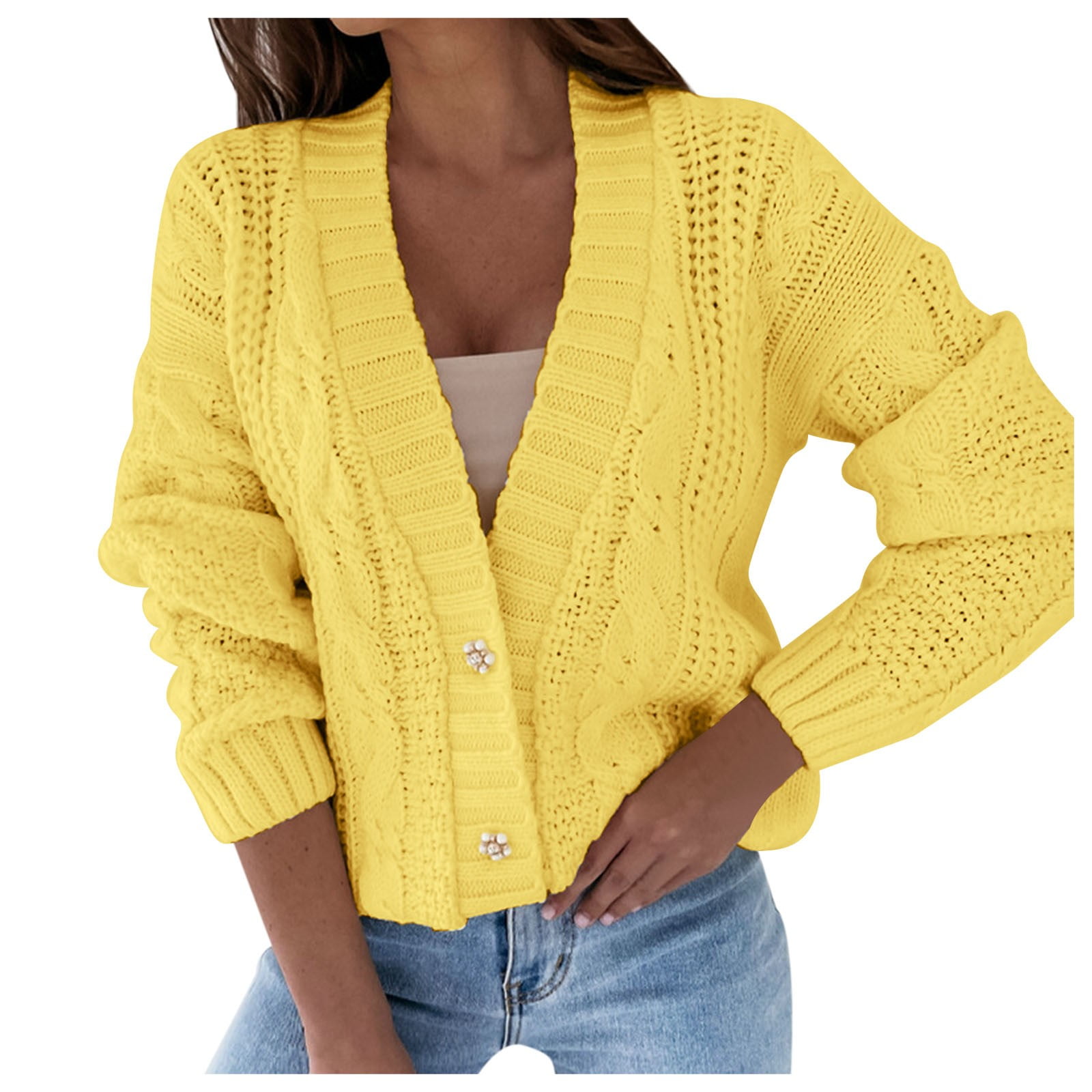 Entyinea Women's Knit Cardigan Sweater Crochet Cover Up Open Front Long ...