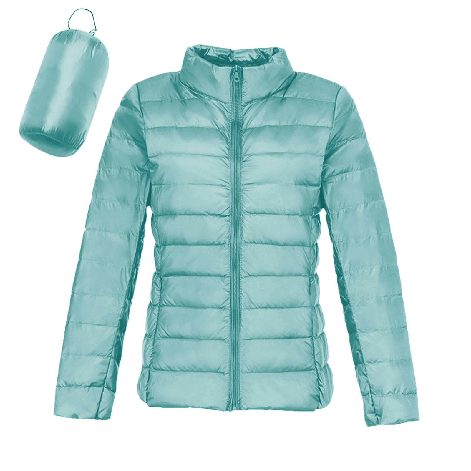 Entyinea Women's Plus Size Packable Puffer Jacket,Mint Green S ...