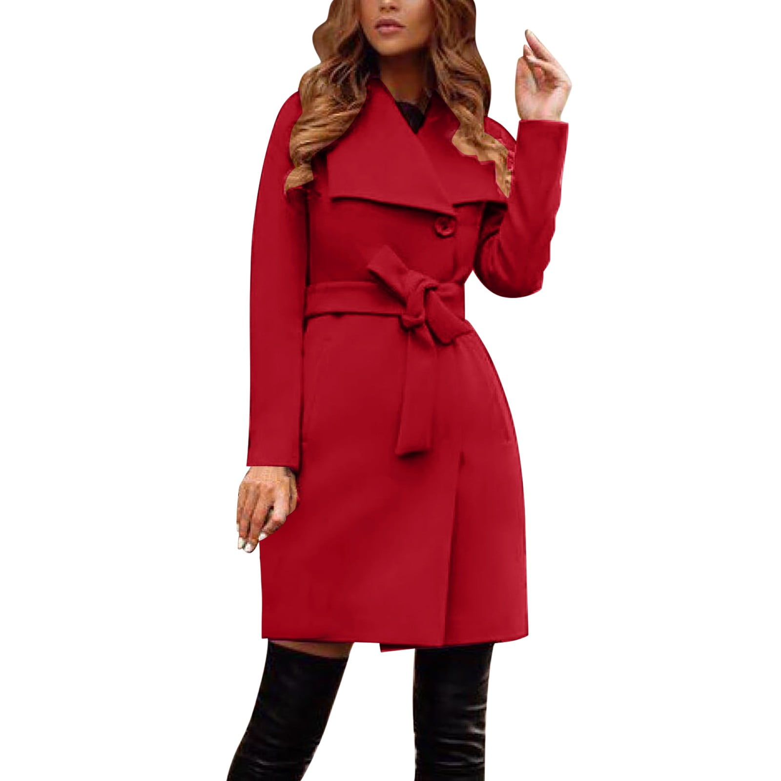 Entyinea Women's Winter Coats Double- Trench Coat Classic Lapel ...