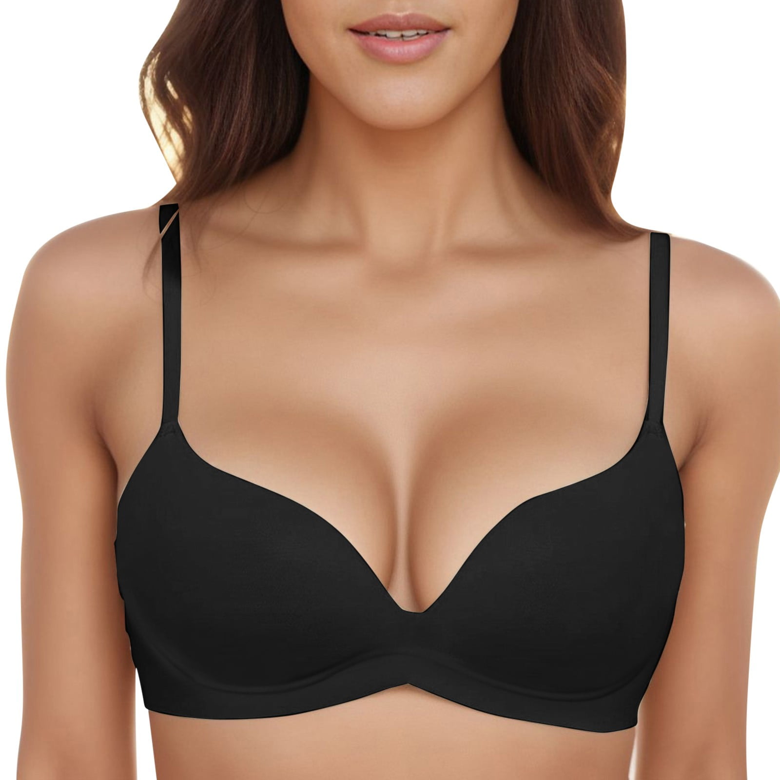 Entyinea Women's Wireless Bra Front Close Wirefree Back Support Posture Full Coverage Bra,Black ...