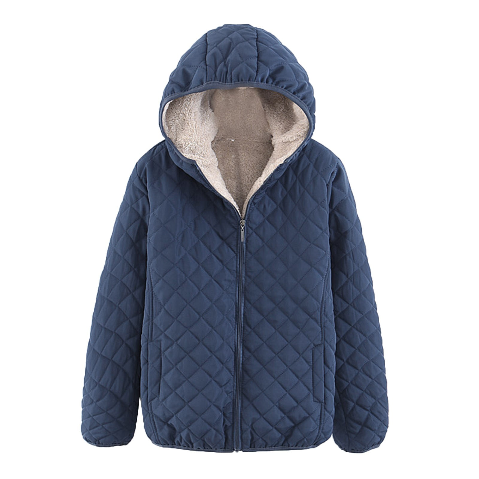 Entyinea Womens Fashion Puffer Jacket Oversized Lightweight Long Sleeve ...