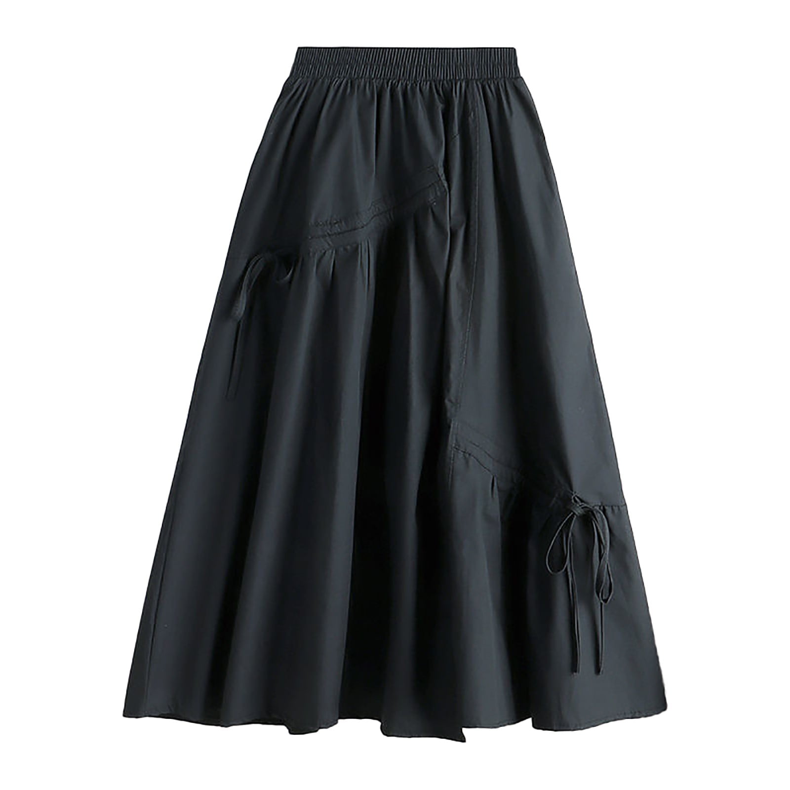 Entyinea Womens Skirts Midi Length Pleated High Waist Solid School ...