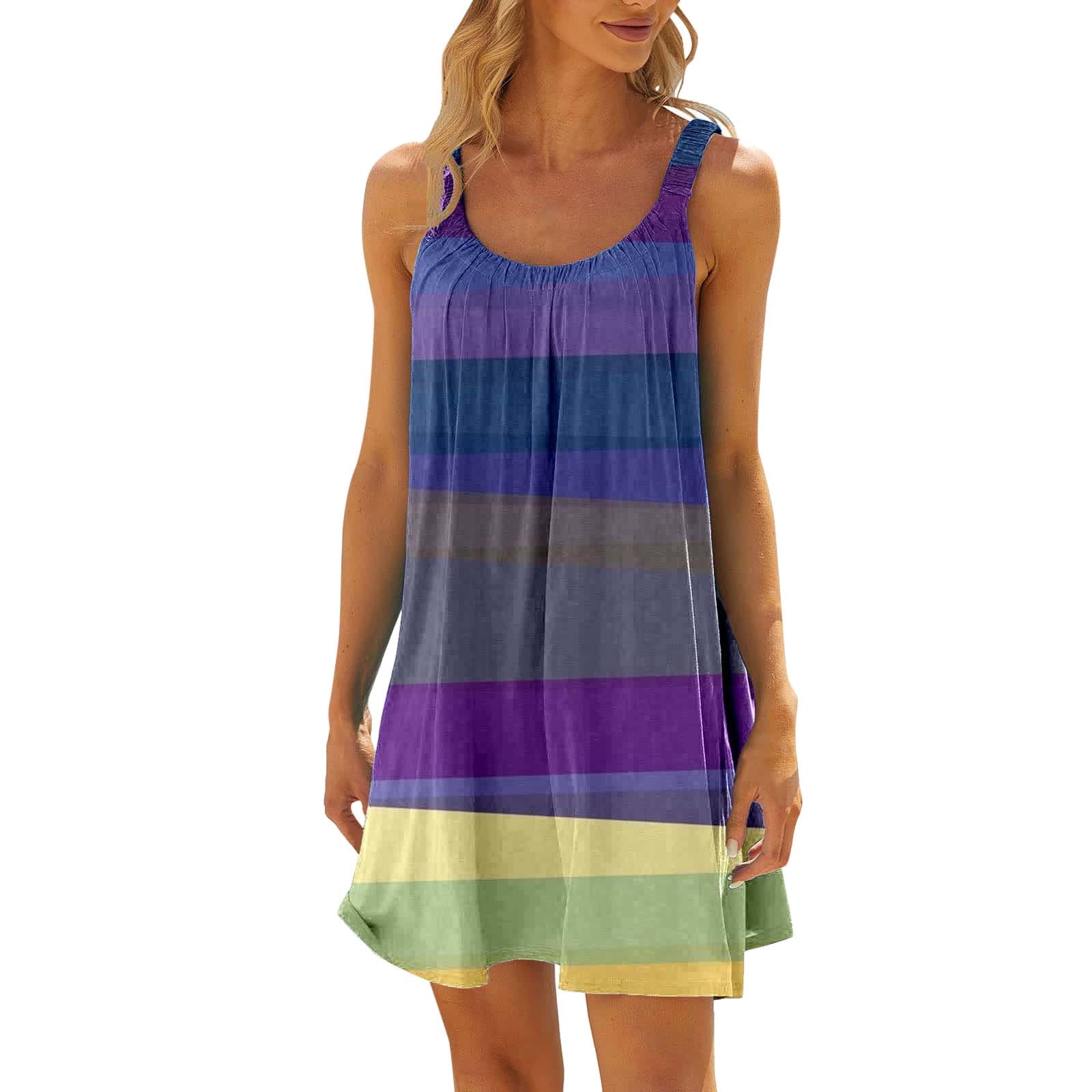 Entyinea Womens Spring Summer Dresses Female Deep V Neck Sleeveless
