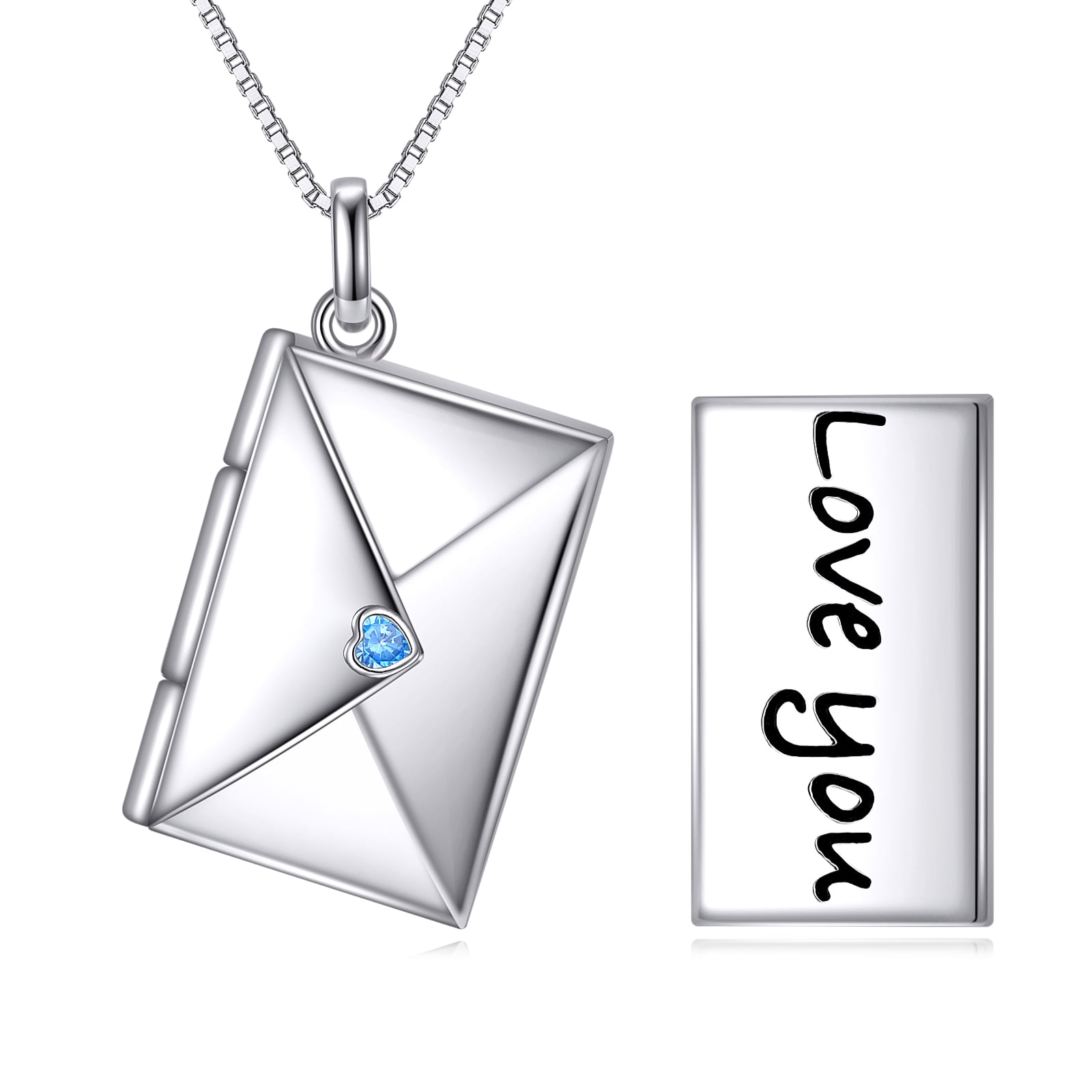 Envelope Locket Pendant Necklace Sterling Silver Love Letter Memory ...