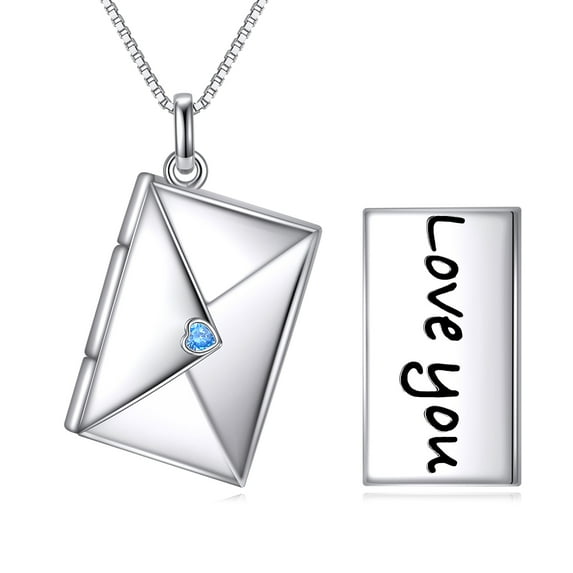 Envelope Locket Pendant Necklace Sterling Silver Love Letter Memory ...