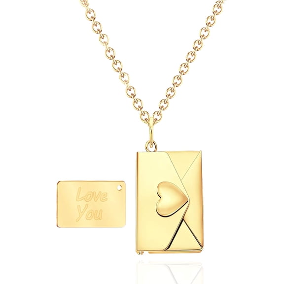 BETEAM Personalized Envelope Locket Necklace for Women Stainless Steel ...