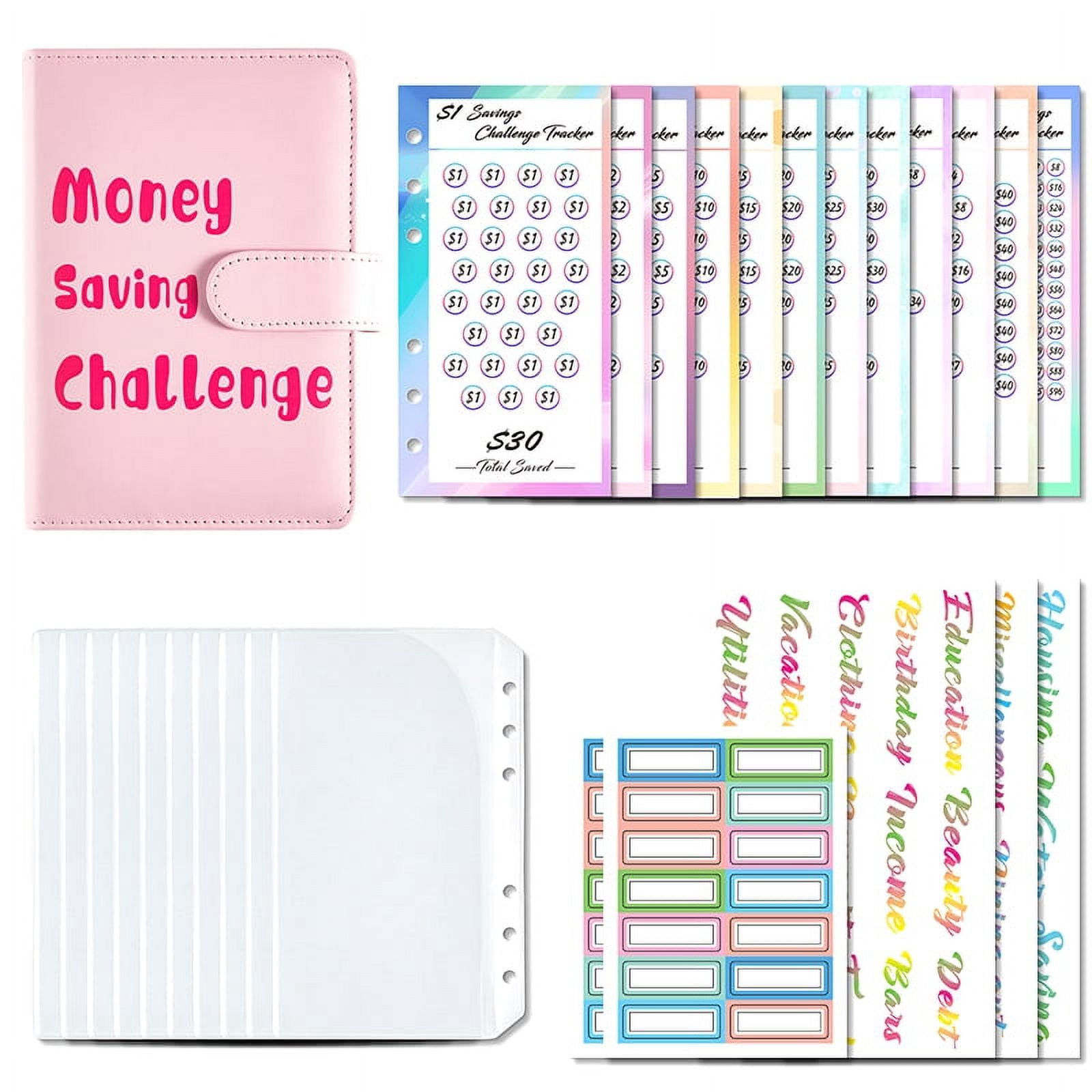 Envelope Savings Challenge A6 Loose-Leaf Binder Budget Binder With Cash ...
