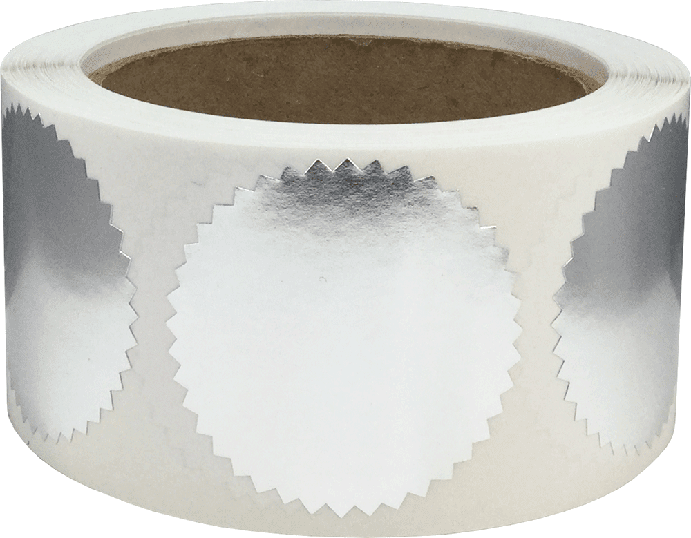 Envelope Seals Serrated Edge Labels Metallic Silver Stickers | 2" inch ...
