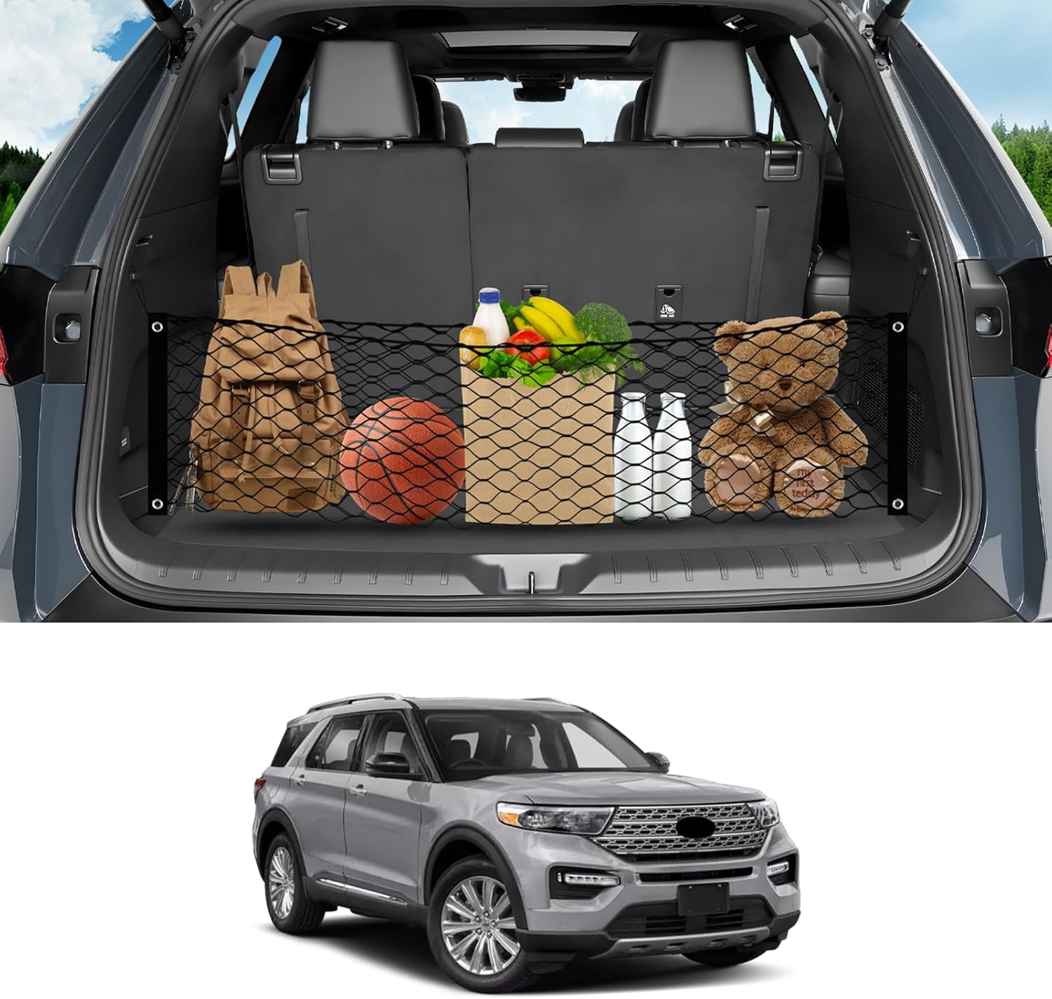 Envelope Style Cargo Net for Ford Explorer 2011-2024 2025, Highly Elastic Explorer Rear Trunk ...
