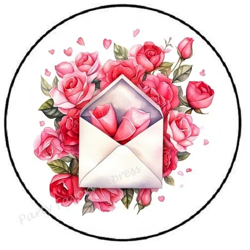 Envelope With Roses Valentines Day Stickers Party Favors Phone Decal ...