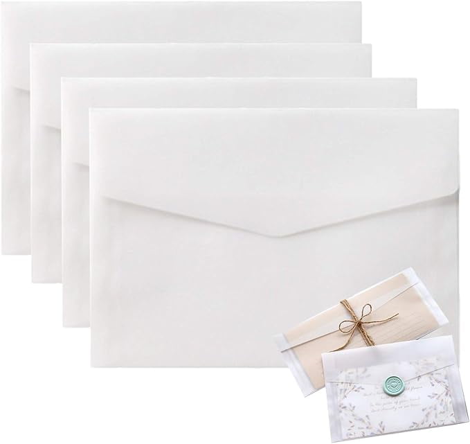 Envelopes for Invitation, 50 Pack 4.9x6.89 Inch White Translucent Paper ...
