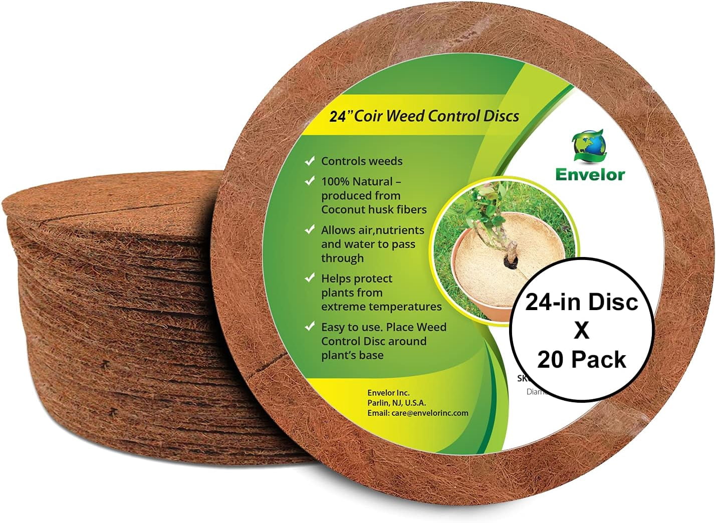 Envelor 20 pcs Coconut Fibers Mulch Ring 24 Inches Tree Protector Mat ...