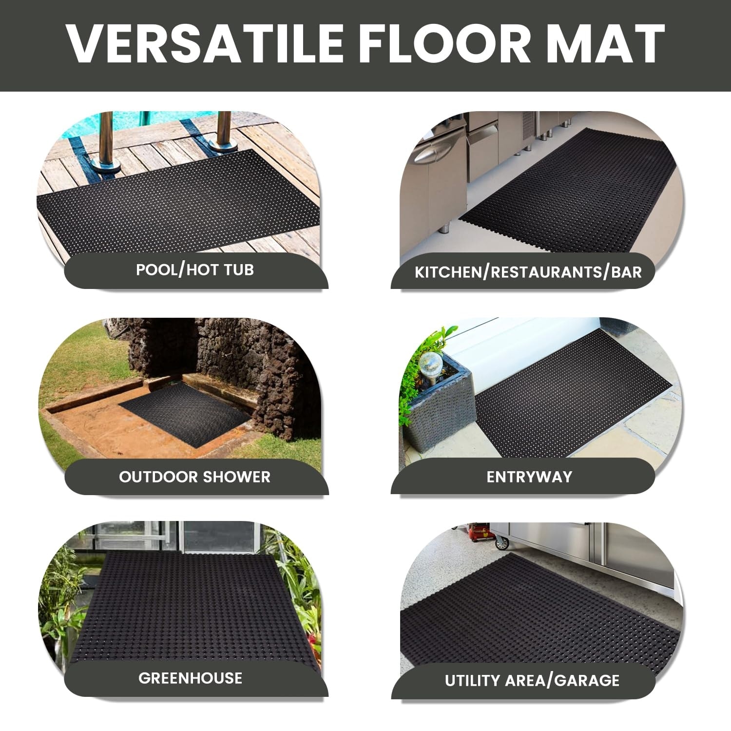 Envelor 40 x 80 Circle Perforated Rubber Floor Mat, Drainage, Indoor ...