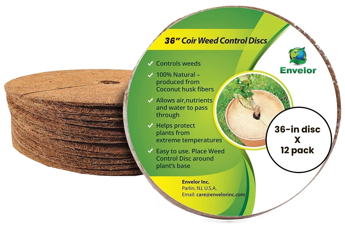 Envelor Coconut Coir 36'' Mulch Mat (12 Pack) - Tree Weed Barrier ...