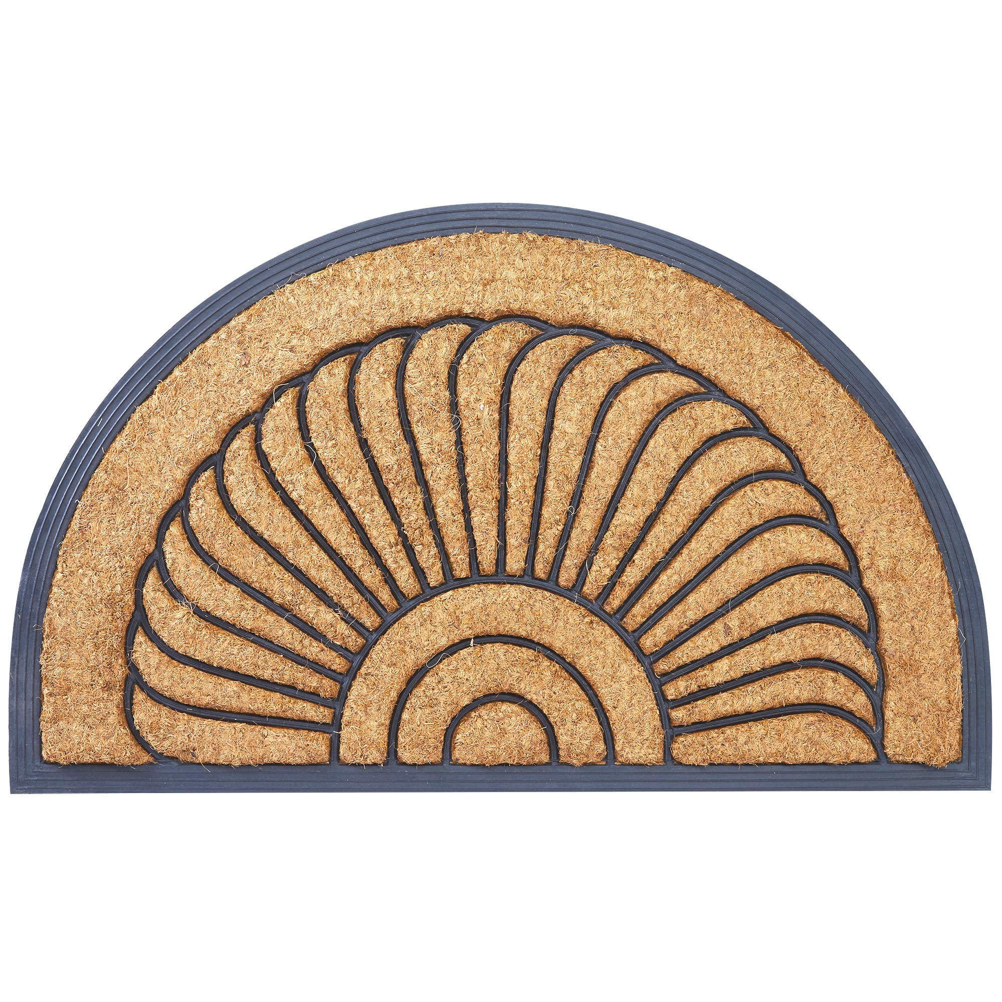 Envelor Half Round Door Mat, Rubber Coir Non-Slip Entrance Mat, Heavy ...