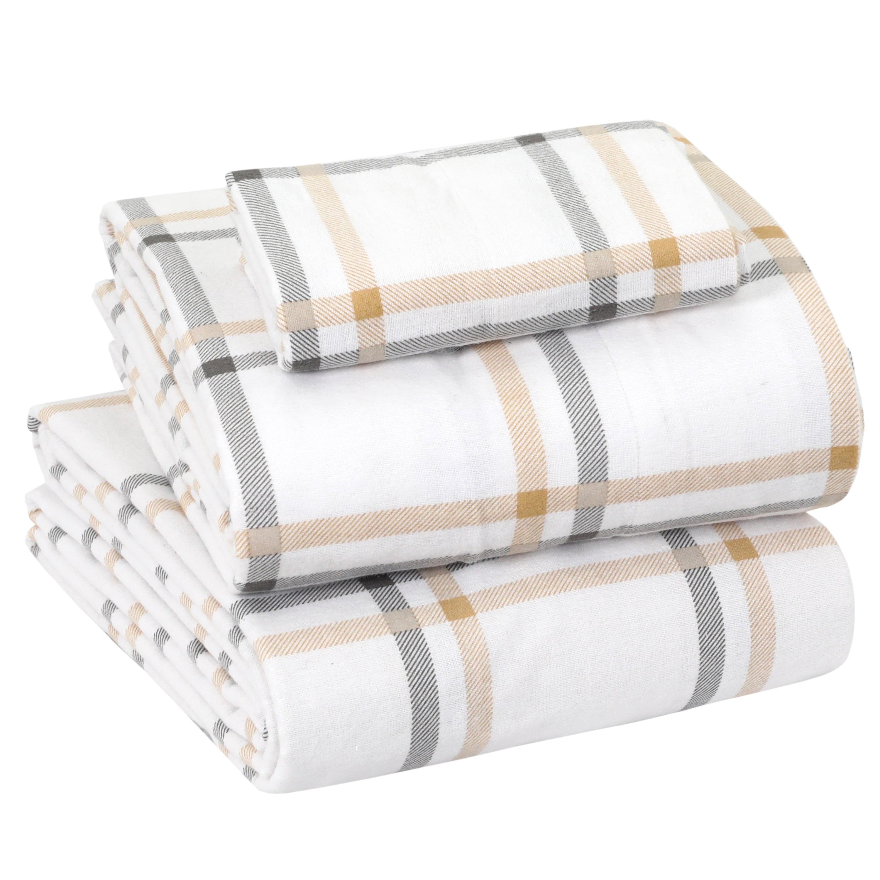 EnvioHome 100% Cotton Flannel Sheets Twin Size Bed Sheets Set with Deep ...