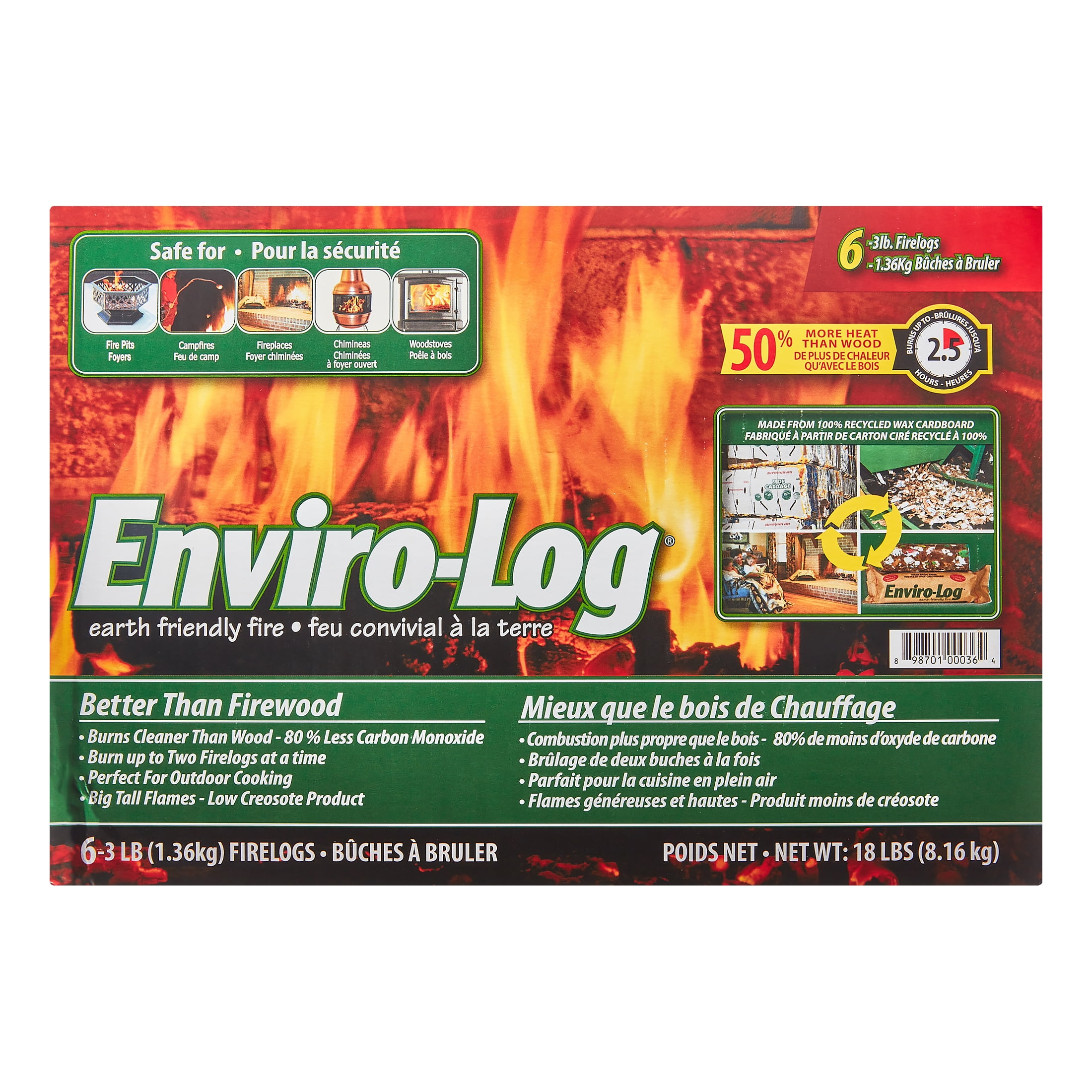 Enviro-Log Earth Friendly Fire Log, Burns Cleaner Than Wood. 1 Box - 3 ...