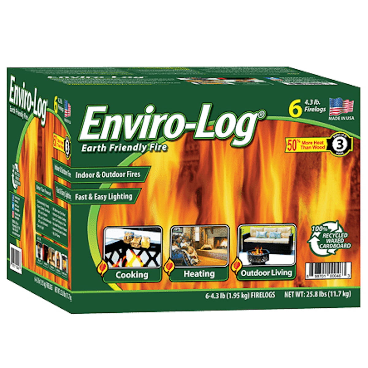 Enviro-Log Indoor and Outdoor Fire Wood, 4.3 lb Firelogs, 4 Count ...