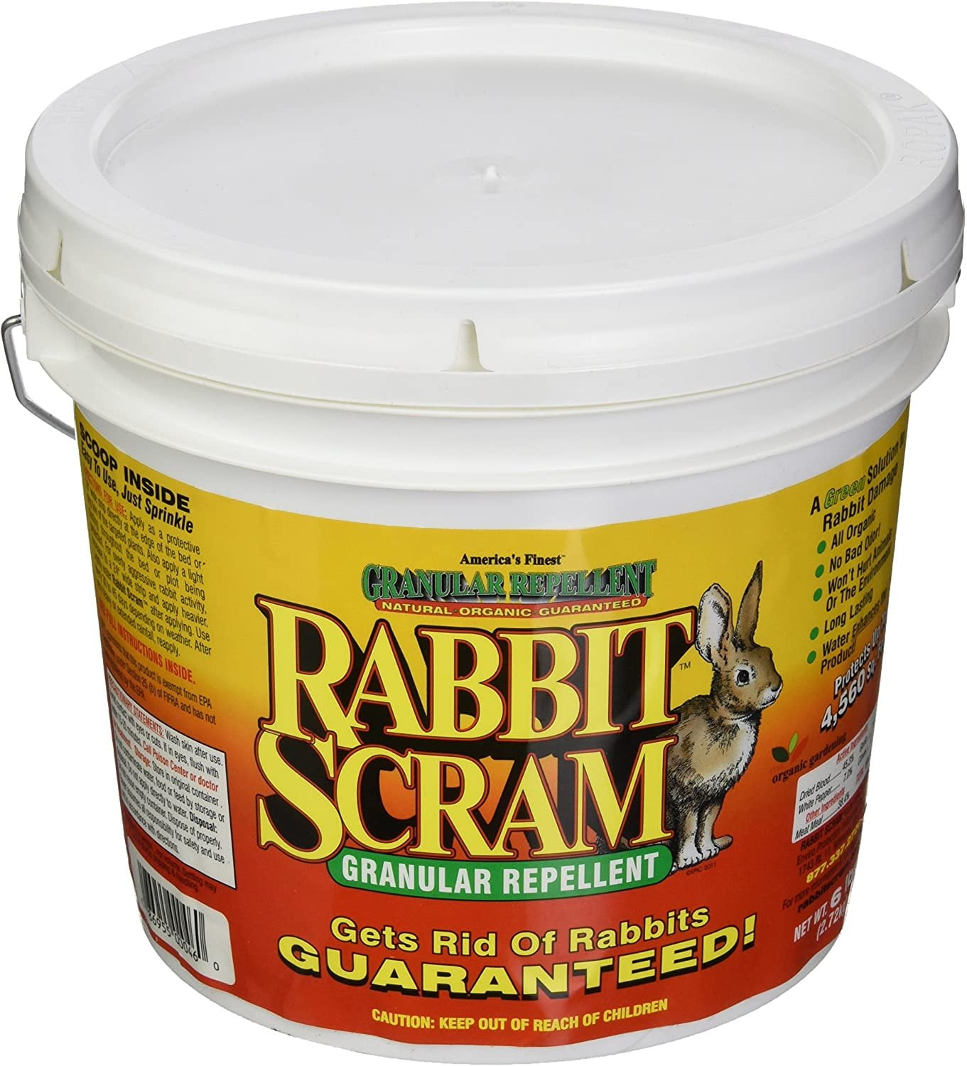 Enviro Pro 11006 Rabbit Scram Repellent Granular White Pail, 6 Pounds ...