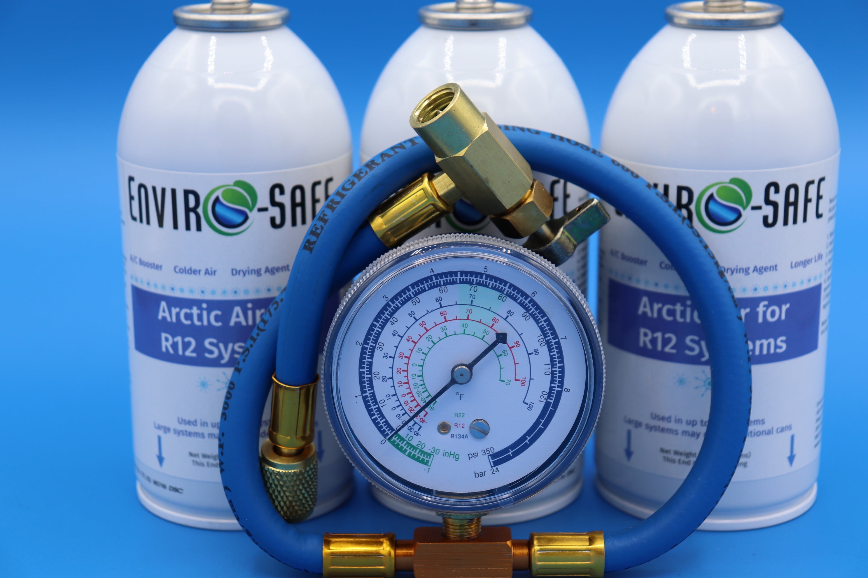 Enviro-safe Arctic Air for R-12a Systems, 3 Cans & Charging Gauge, R ...