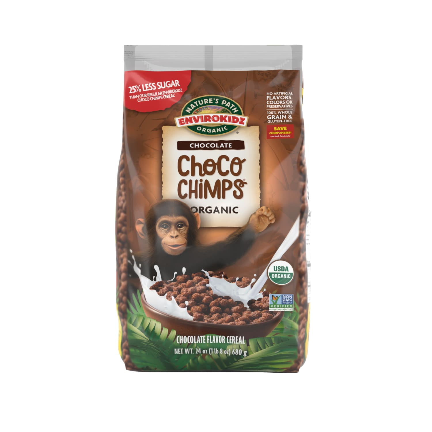 EnviroKidz Organic Choco Chimps Cereal, 24 oz (Pack of 6), Chocolate ...