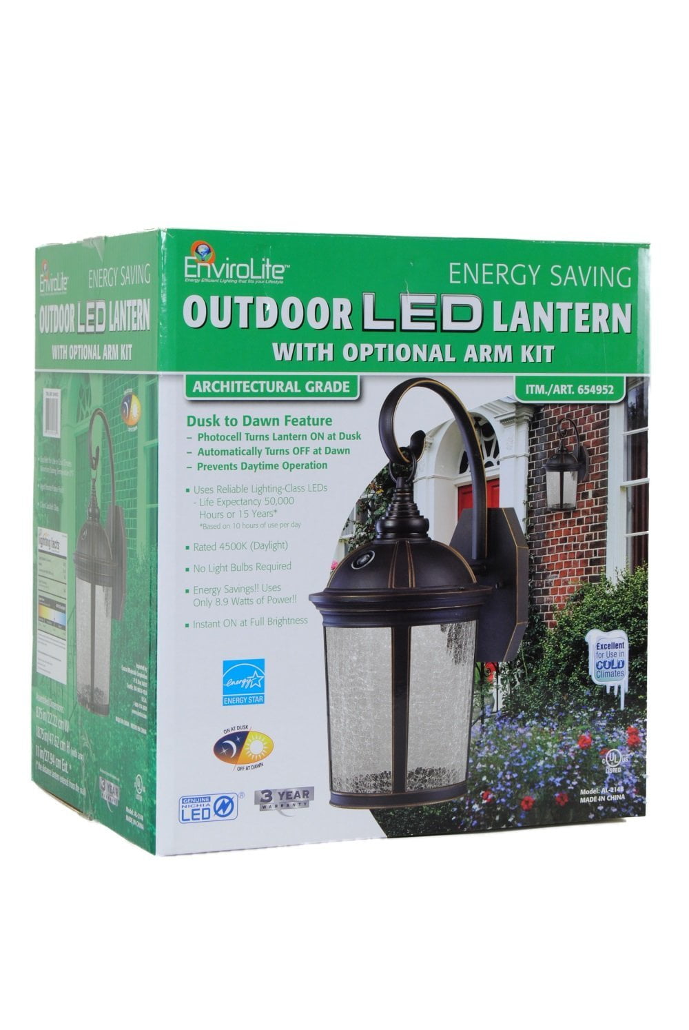 EnviroLite Outdoor LED Lantern Light Fixture with Optional Arm Kit ...