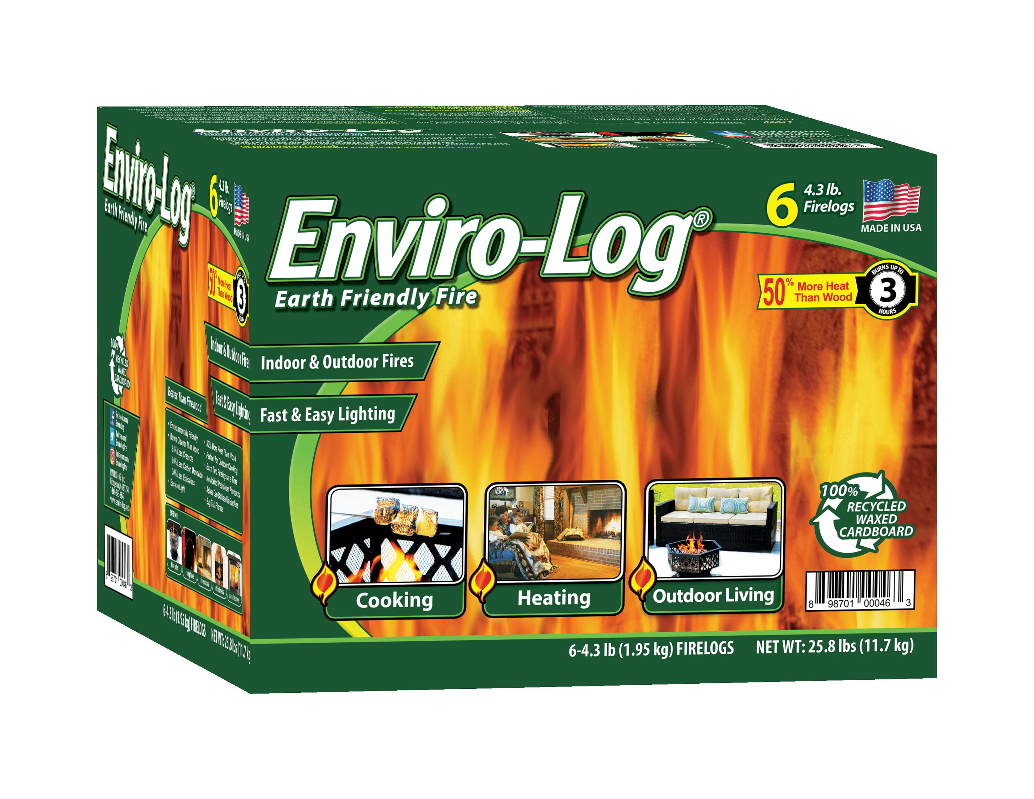 EnviroLog Indoor and Outdoor Fire Wood, 4.3 lb Firelogs, 6 Count ...