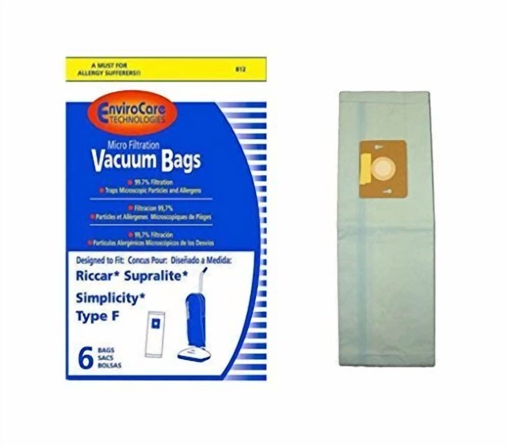 Envirocare 6 Riccar & Simplicity Type F Canister Vacuum Cleaner Bag ...