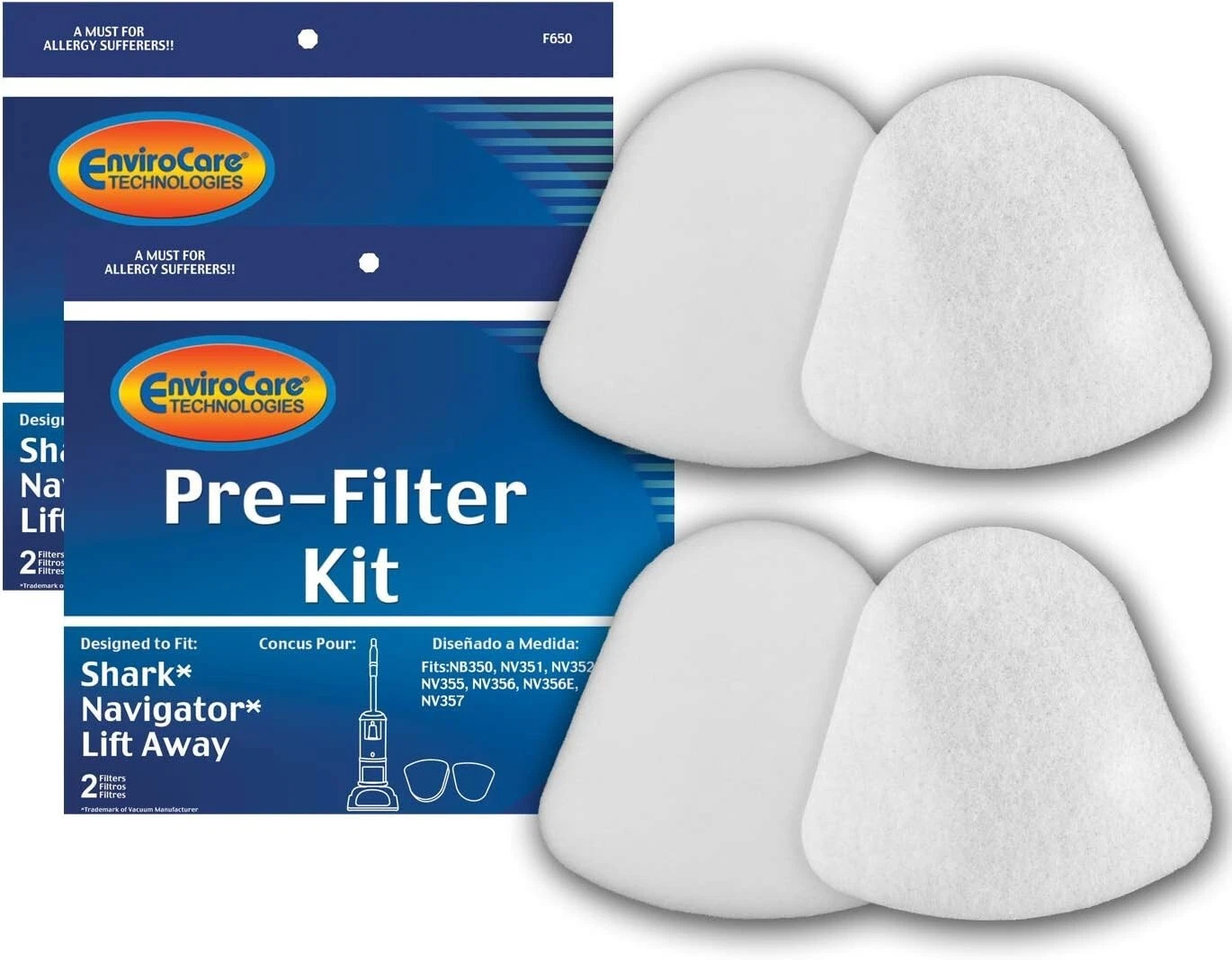 Envirocare Vacuum Cleaner Pre-Filters Fit Shark 2 Foam And 2 Felt ...