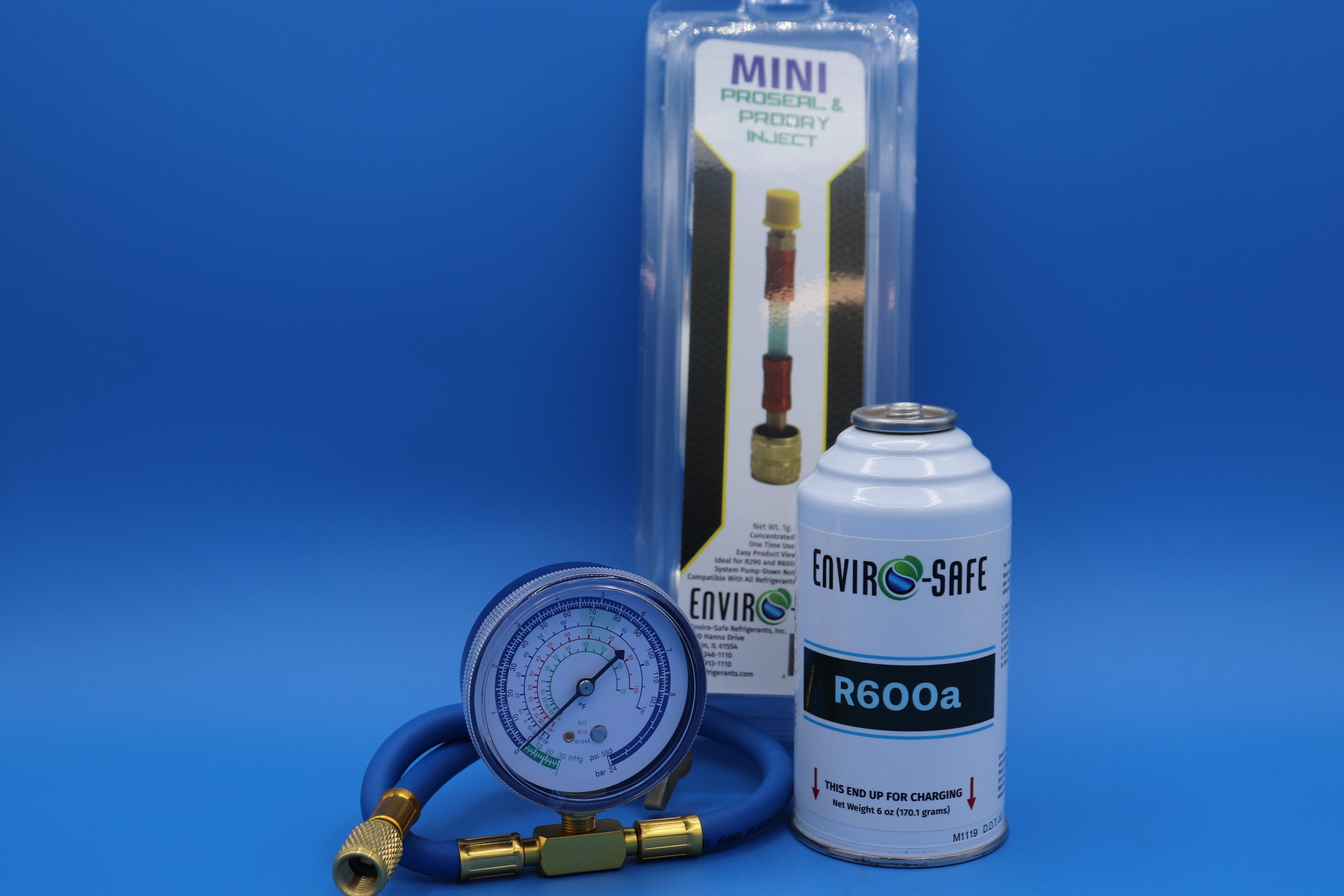 Envirosafe R600a Refrigerant Gauge, Proseal Mini Inject Kit with Dye ...