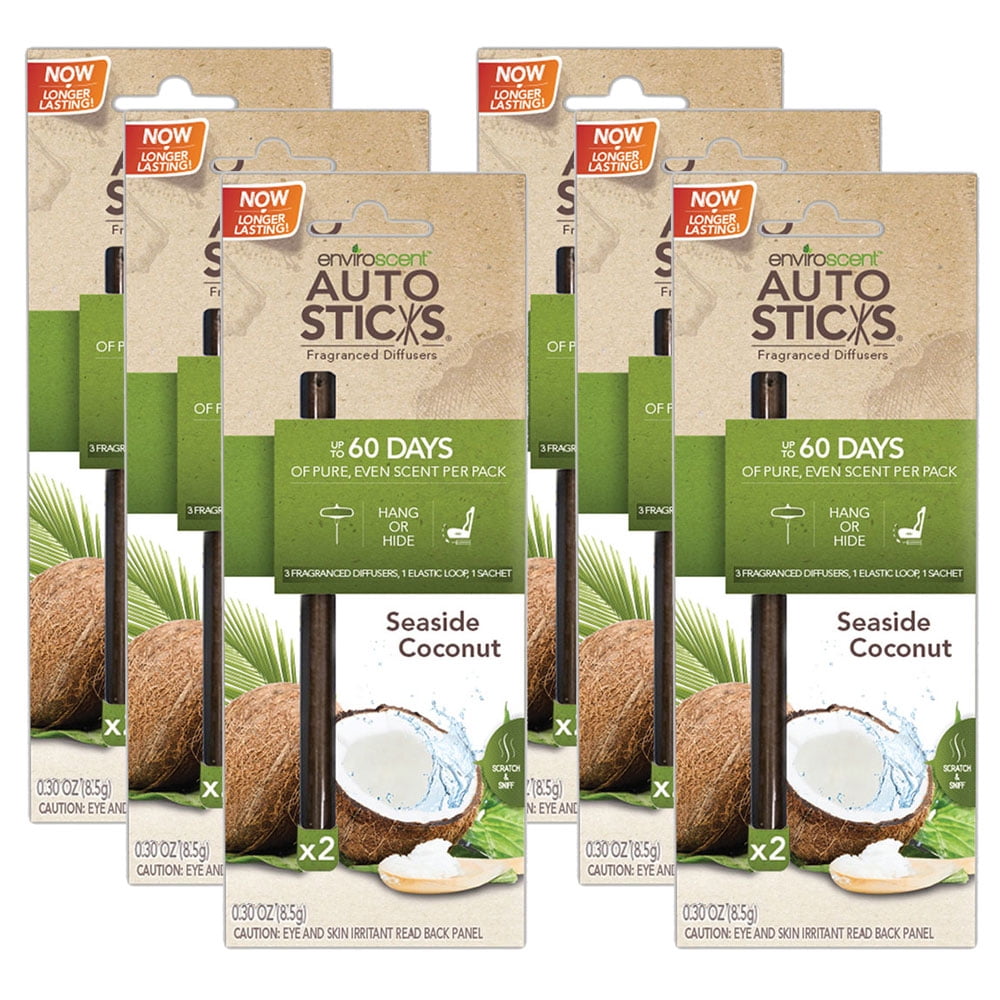 Enviroscents Auto Sticks Natural Car Air Fresheners, 6-Packs with 12 ...