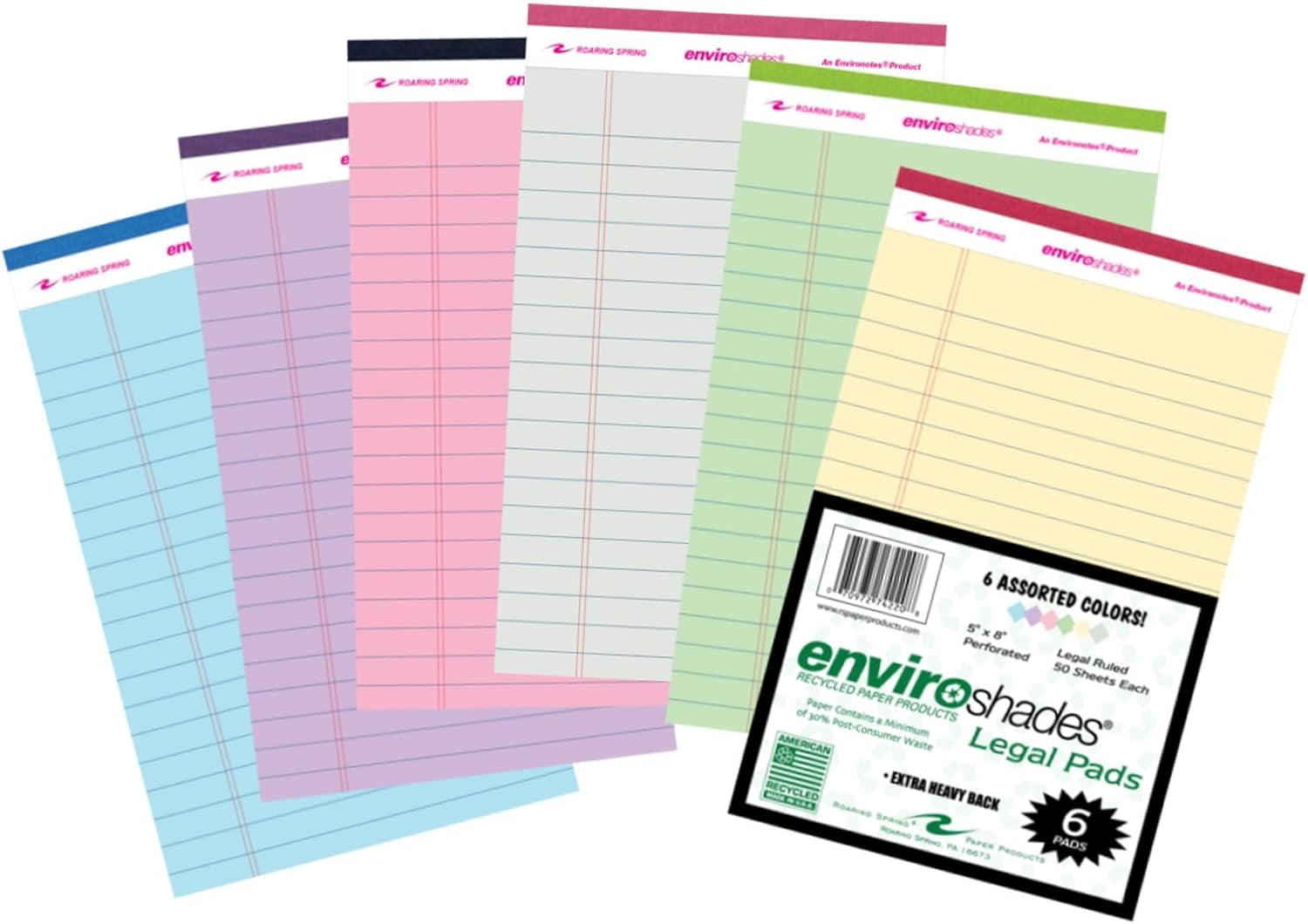Enviroshades Recycled Mini Legal Pads, 6 Pack, 5" x 8" 50 Sheets ...