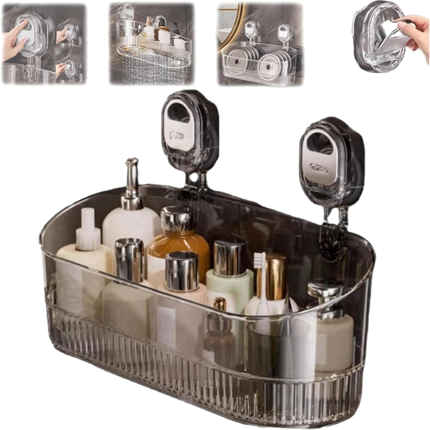 Envisageto No-Drill Suction Storage Box – Large Capacity Bathroom ...