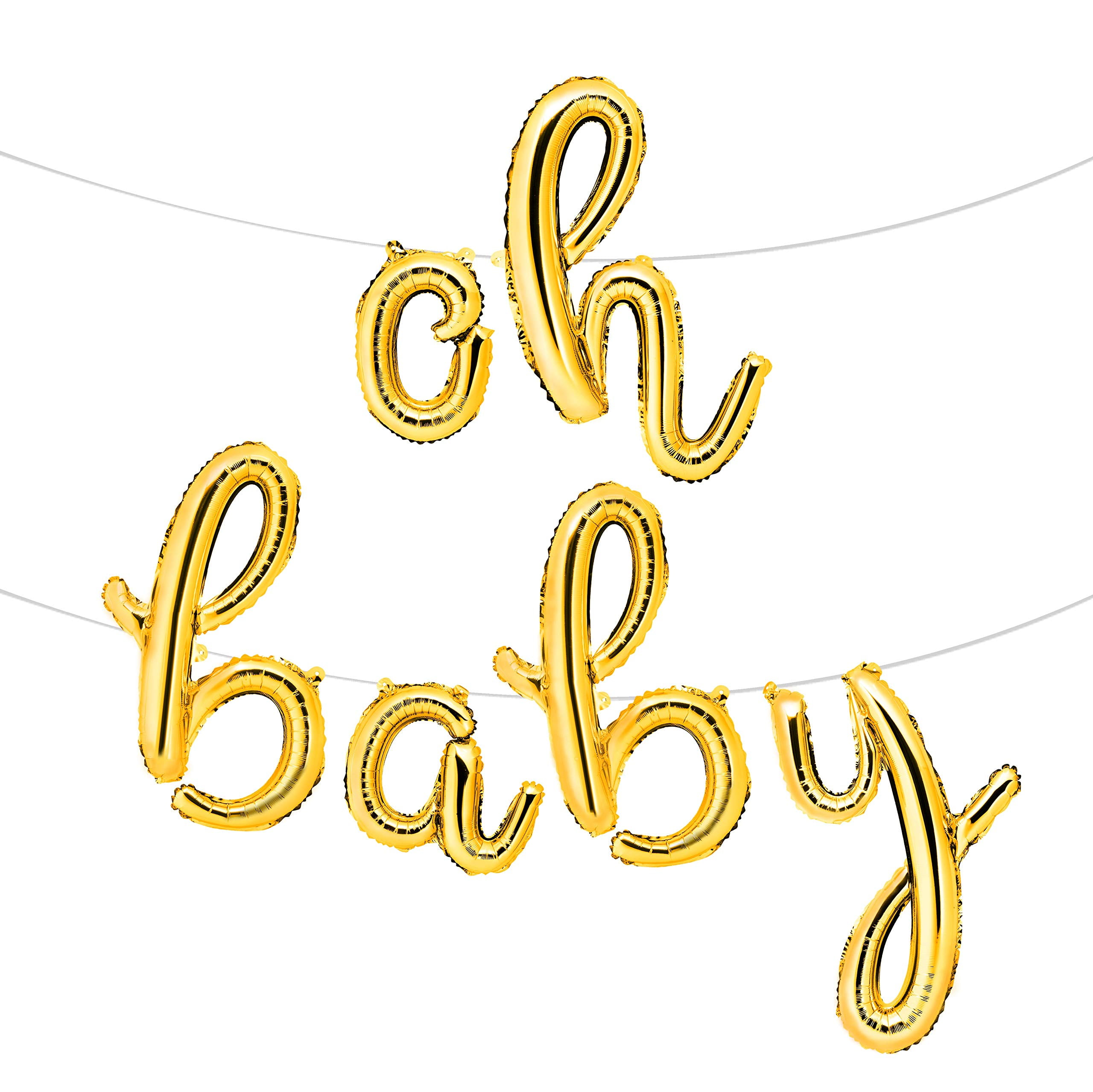 Envizins 16" Gold OH Baby Script BSL1 Foil Balloons, for Baby Shower ...