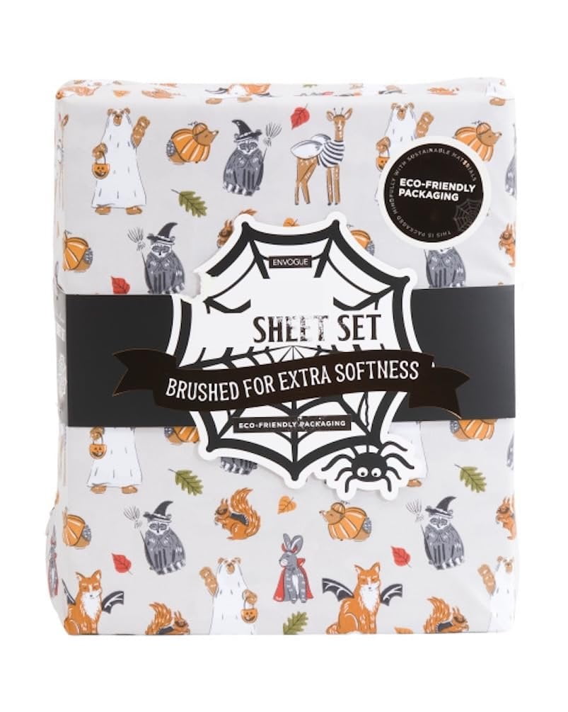 Envogue Halloween Sheet Set, Queen Size, Forest Critters, Brushed Soft ...