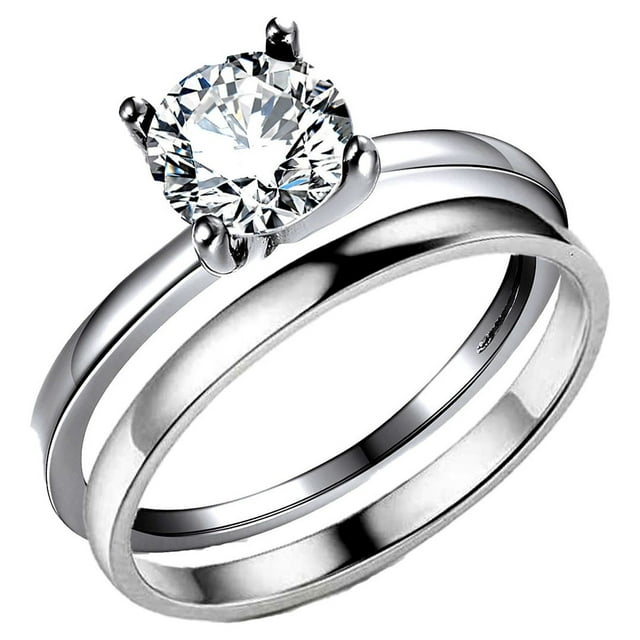 Envy Wedding Ring Set by Ginger Lyne Sterling Silver Engagement Ring ...