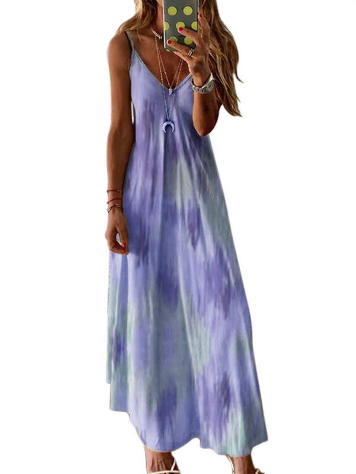 Enwejyy Women Sundress Beach Tie Dye Print Midi Dress - Walmart.com