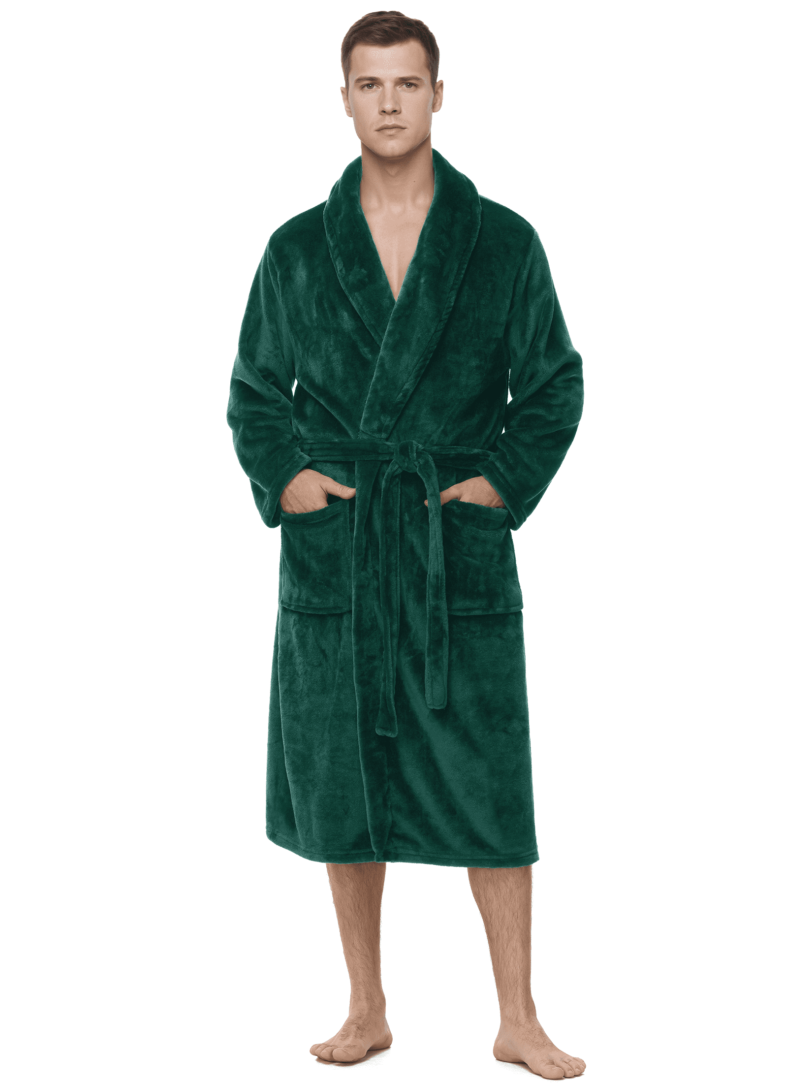 Enwphrey Men's Robe - Long Fleece Bathrobe with Belt, Soft Plush Fluffy ...