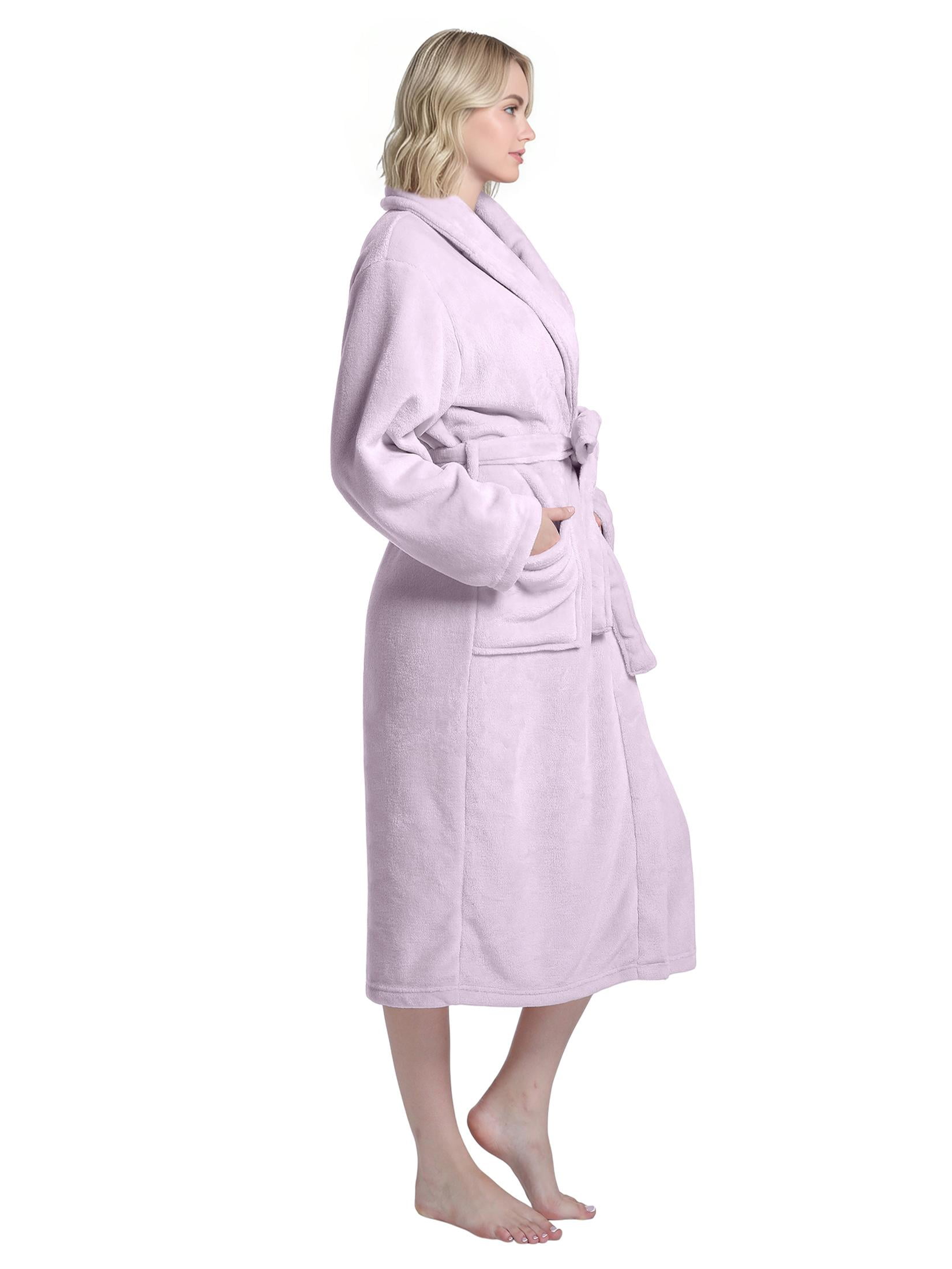 Enwphrey Lavender Women Robe Soft Cozy Warm Bathrobe Ladies Long Fleece ...