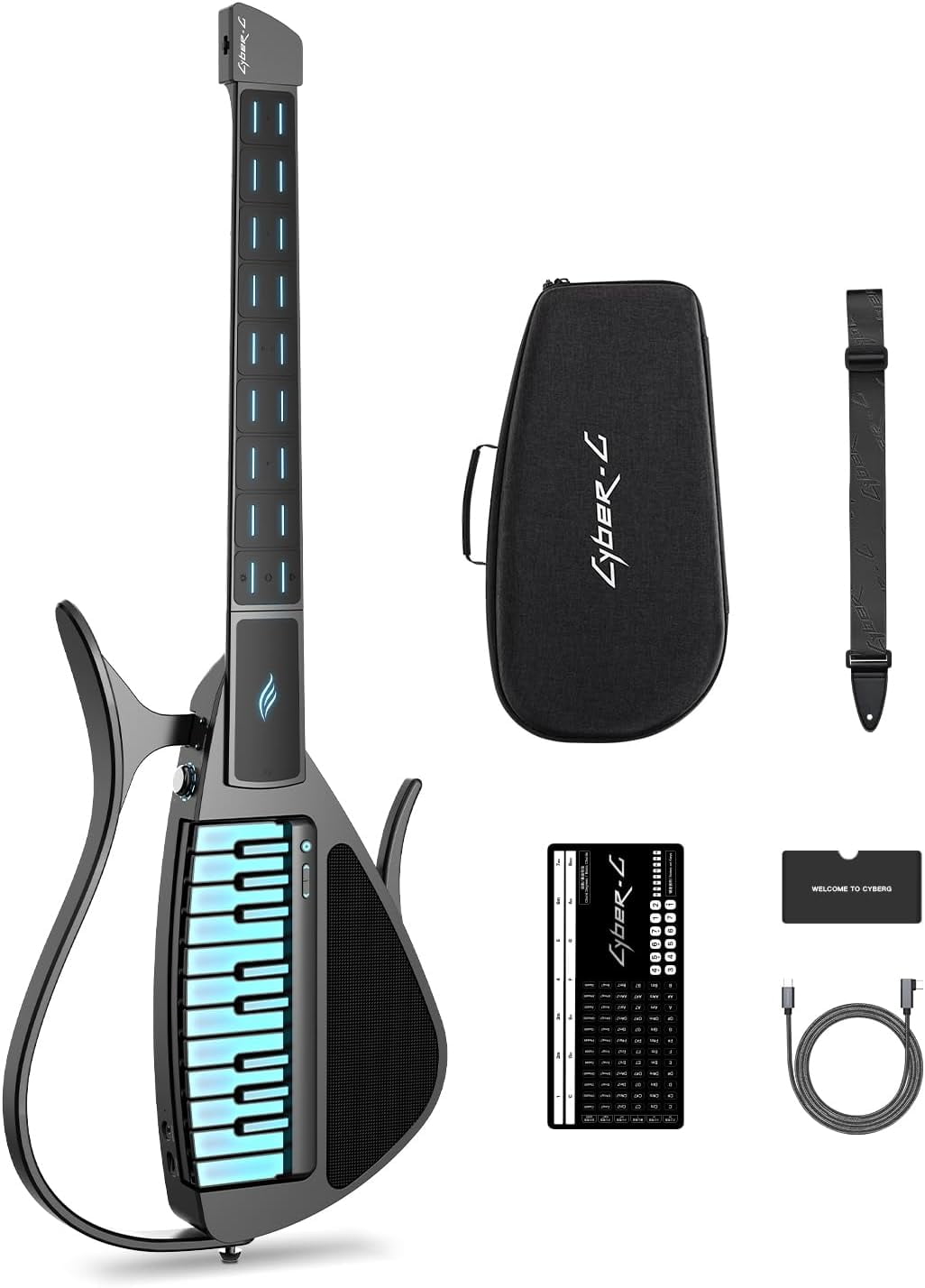 Enya CYBER-G Stringless Smart Guitar, Foldable Travel Backing Guitarra ...