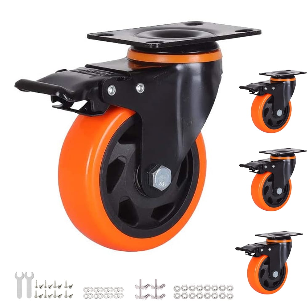 Enyke 4" Casters Wheels with Brake,Swivel Wheels Set of 4 for Furniture ...