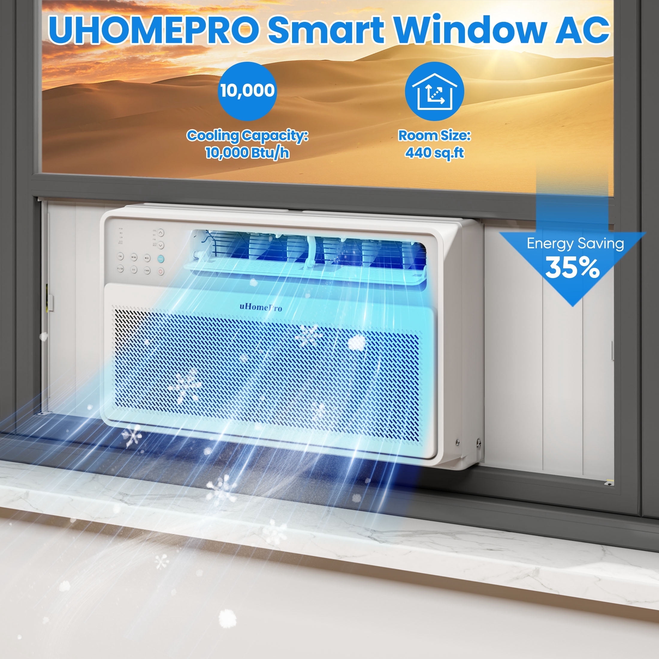 Uhomepro 10000 BTU Smart Inverter Window Air Conditioner, Cools 440 Sq ...
