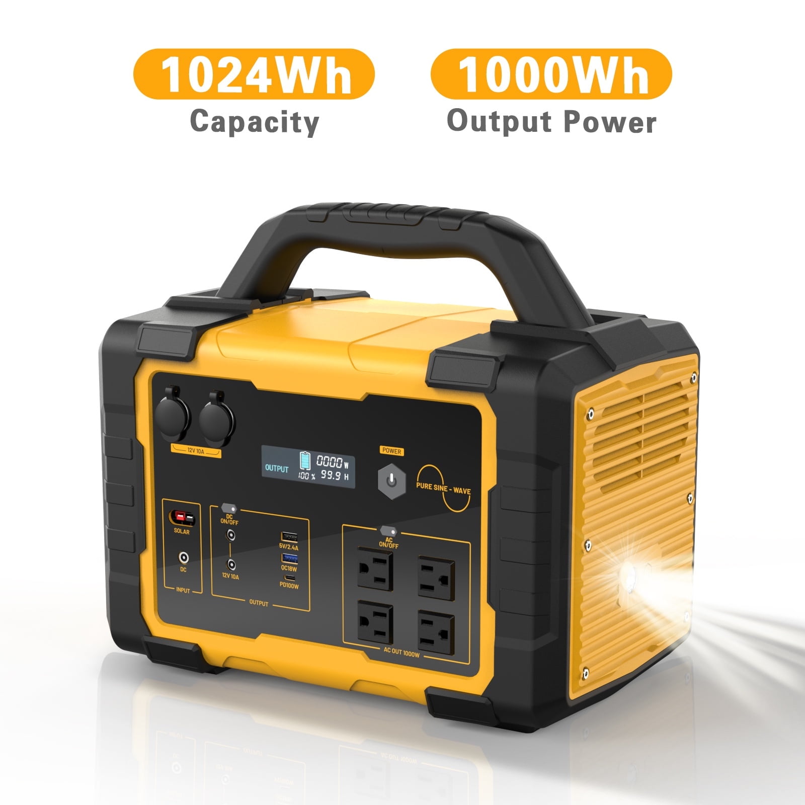 Enyopro 1000W Portable Power Station with Solar Panel, Triple Charging ...