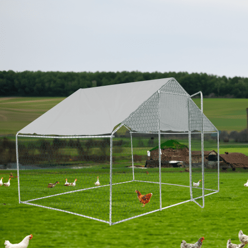 Enyopro 13x10x6 FT Iron Chicken Coop with Run, Heavy-Duty Outdoor ...