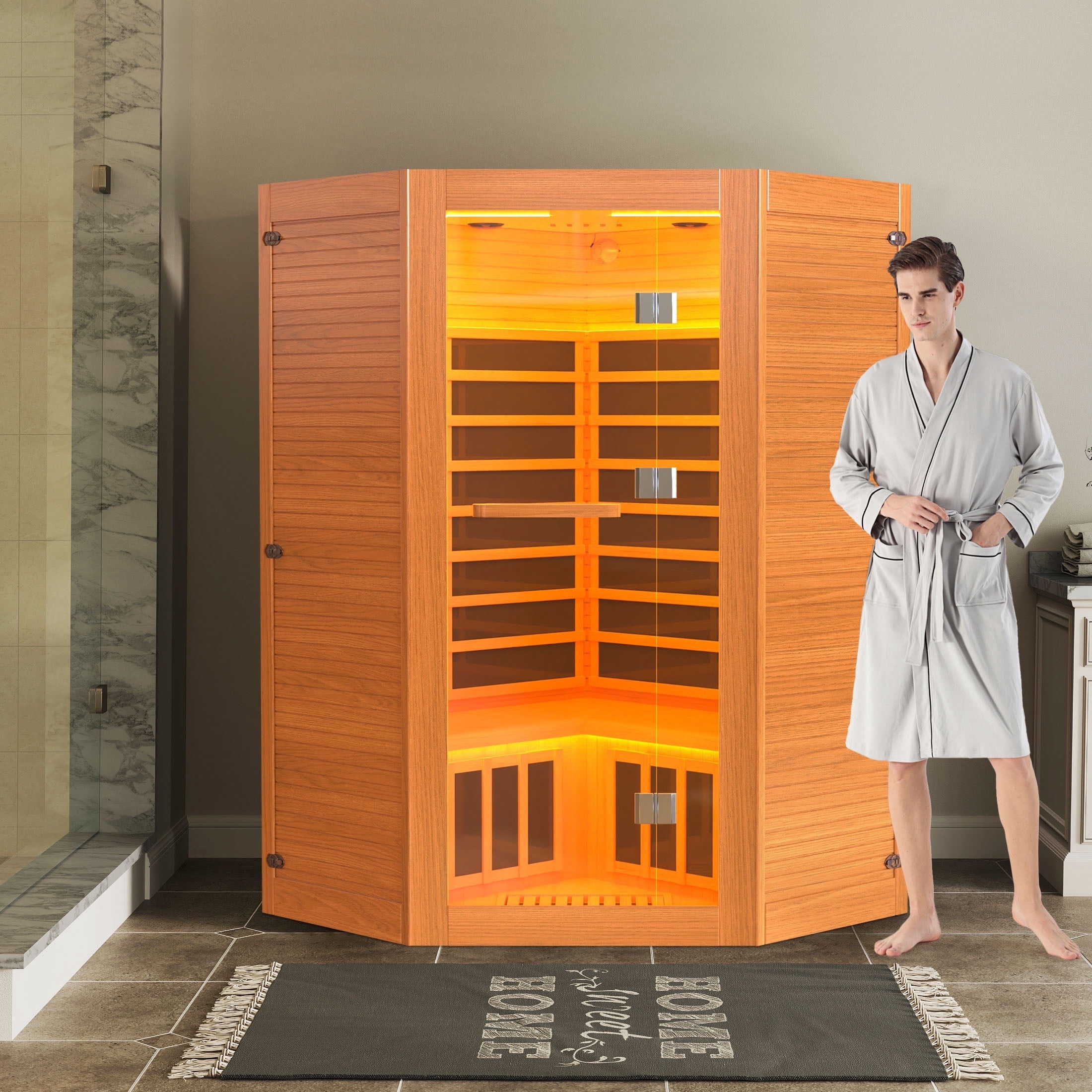 Enyopro 2-3 Person Infrared Sauna with 7-Color LED Light, Bluetooth ...