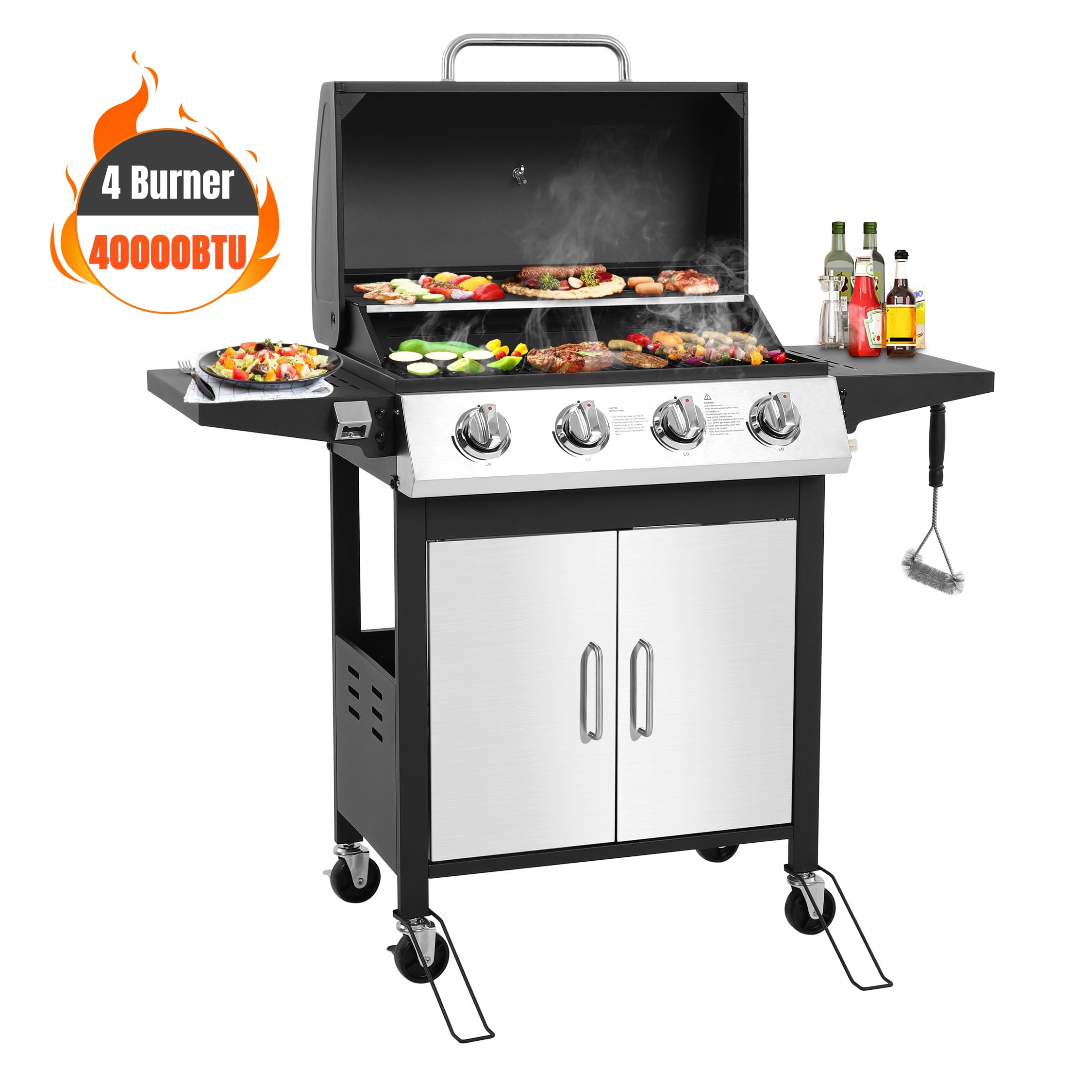 Enyopro 4-Burner Propane Gas BBQ Grill, 40,00BTU Output With Wire ...