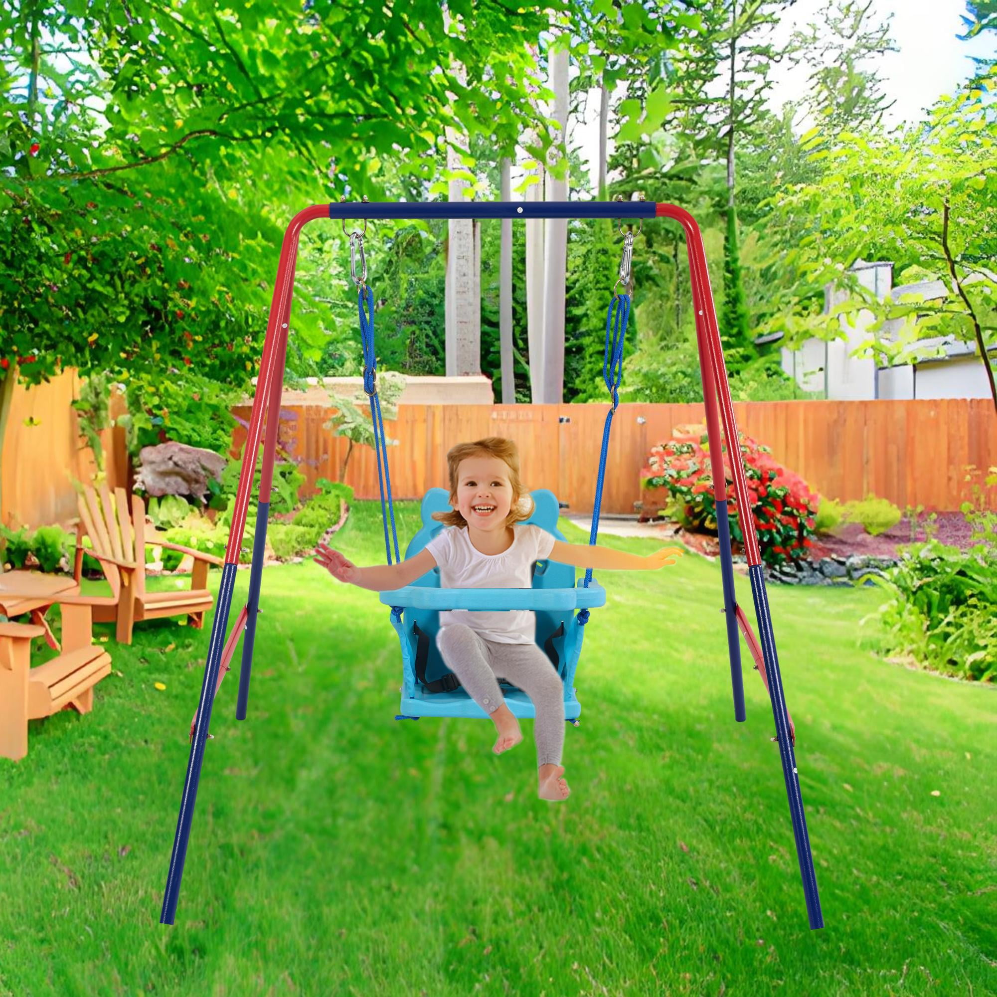 Enyopro Toddler Swings & Baby Jumper, 2 in 1 Mental Swing Set with ...