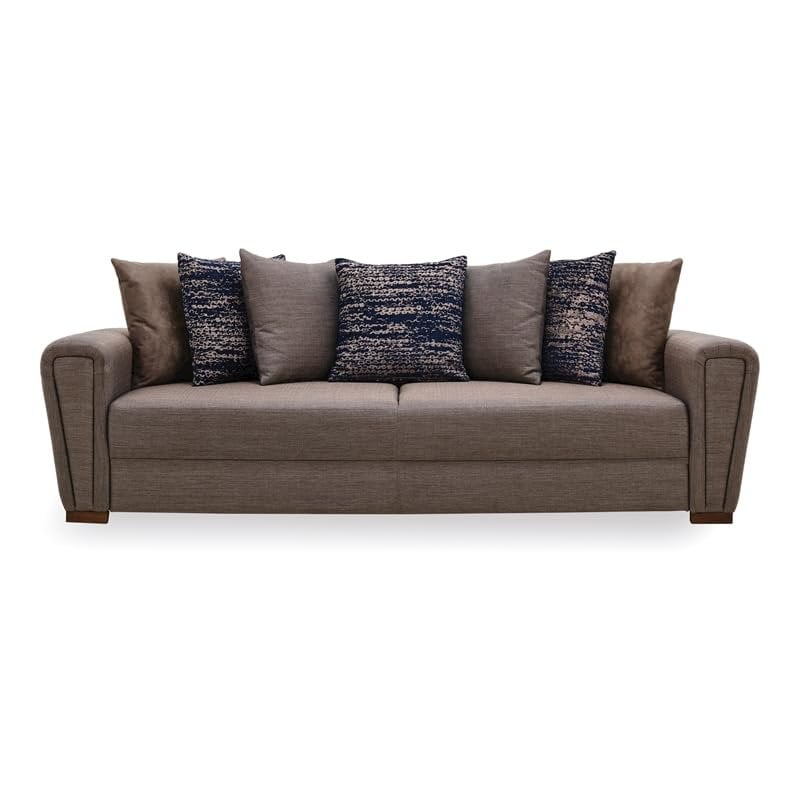 Enza Home Brera 3-Seater Fabric & Wood Sofa Bed in Brown & Blue ...